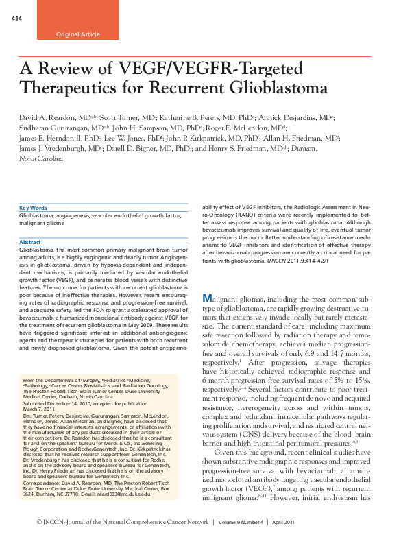 (PDF) A review of VEGF VEGFR targeted