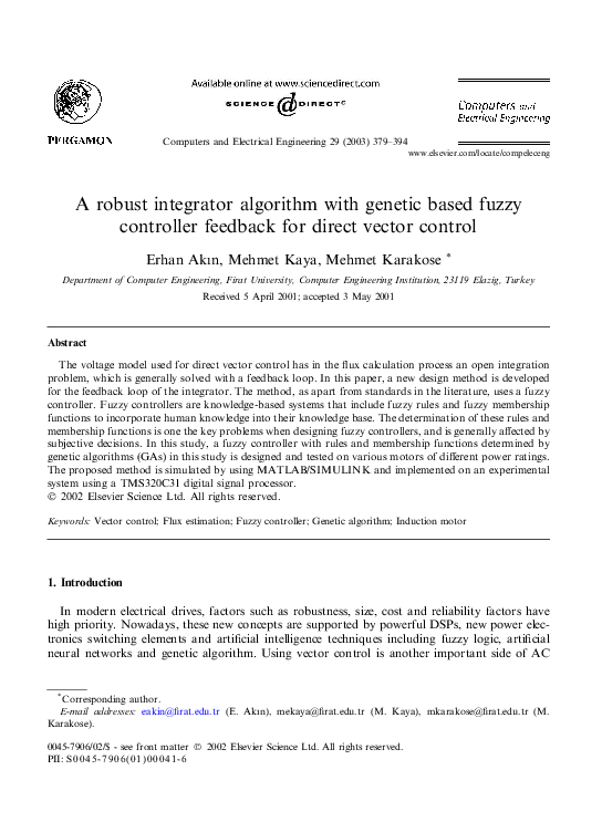 Pdf A Robust Integrator Algorithm With Genetic Based Fuzzy Controller