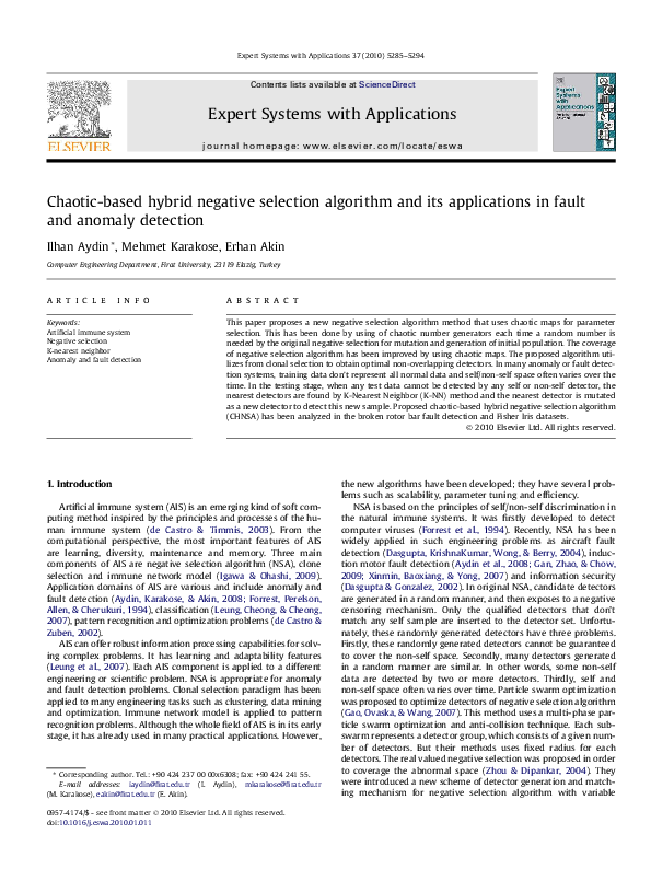 Pdf Chaotic Based Hybrid Negative Selection Algorithm And Its