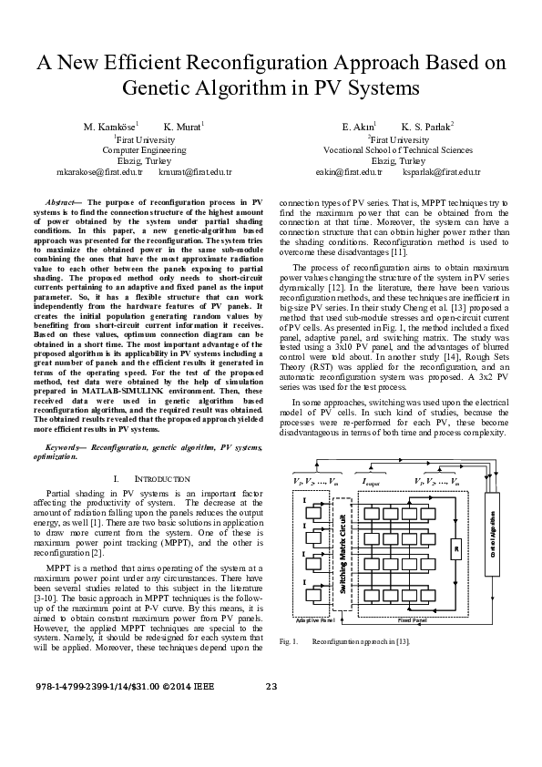 (PDF) A new efficient reconfiguration approach based on genetic algorithm in PV systems