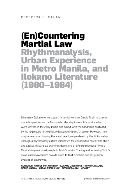 (PDF) Encountering martial law: rhythmanalysis and urban experience