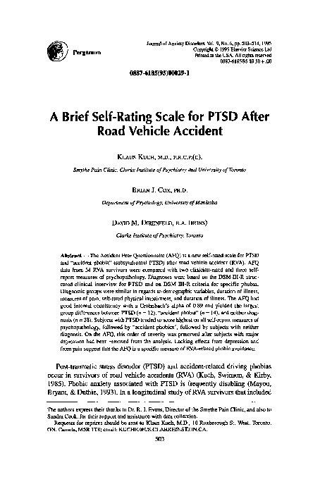(PDF) A brief self-rating scale for PTSD after road vehicle accident