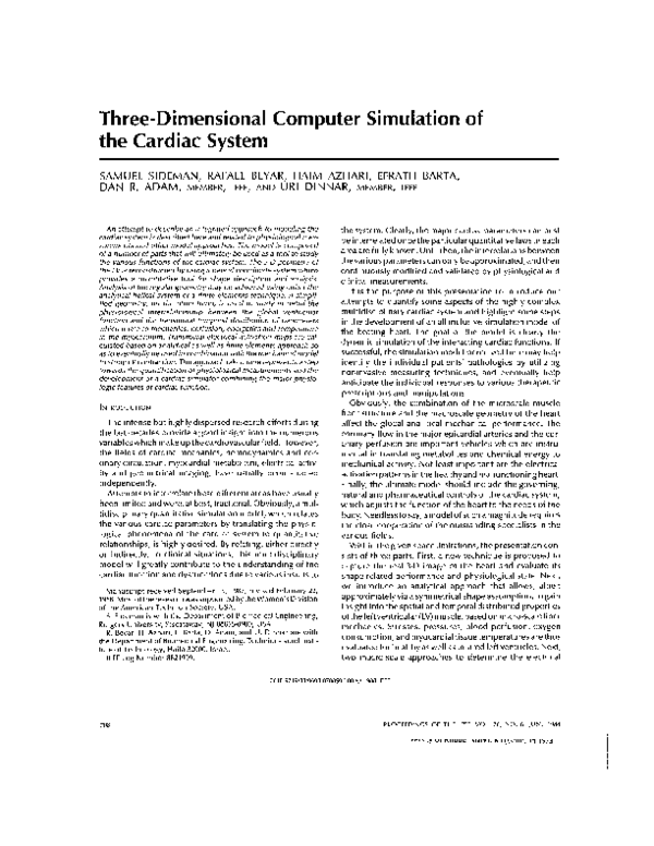 (PDF) Three-dimensional computer simulation of the cardiac system (PDF) Three-dimensional computer simulation of the cardiac system
