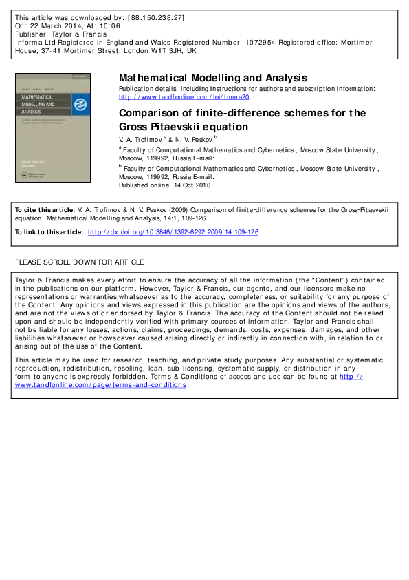 Pdf Comparison Of Finite Difference Schemes For The Gross Pitaevskii Equation