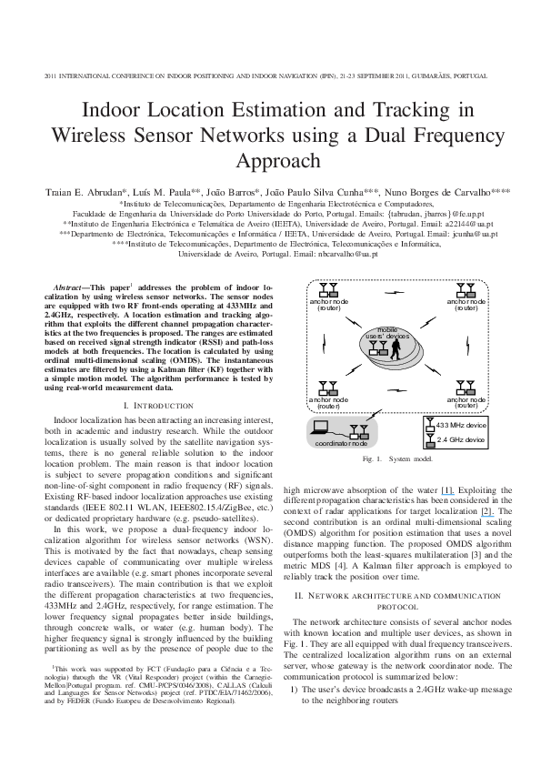 (PDF) Indoor Location Estimation and Tracking in Wireless Sensor ...