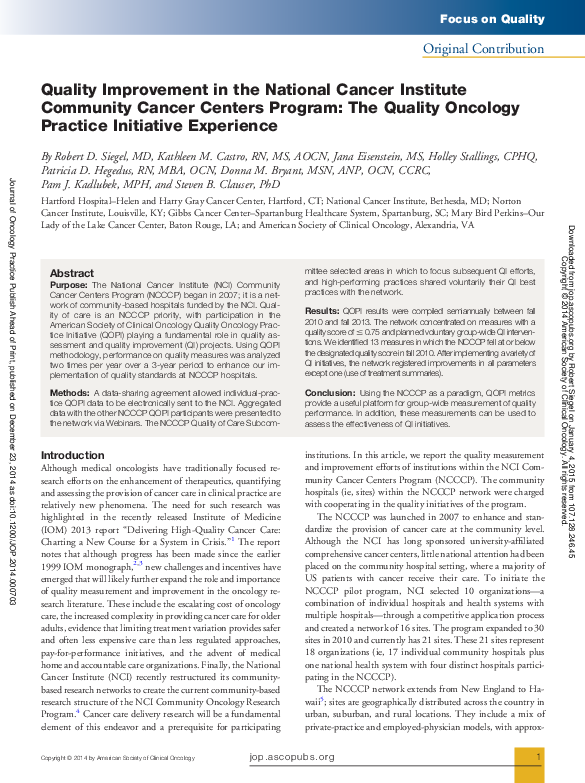 (PDF) Quality Improvement in the National Cancer Institute Community ...