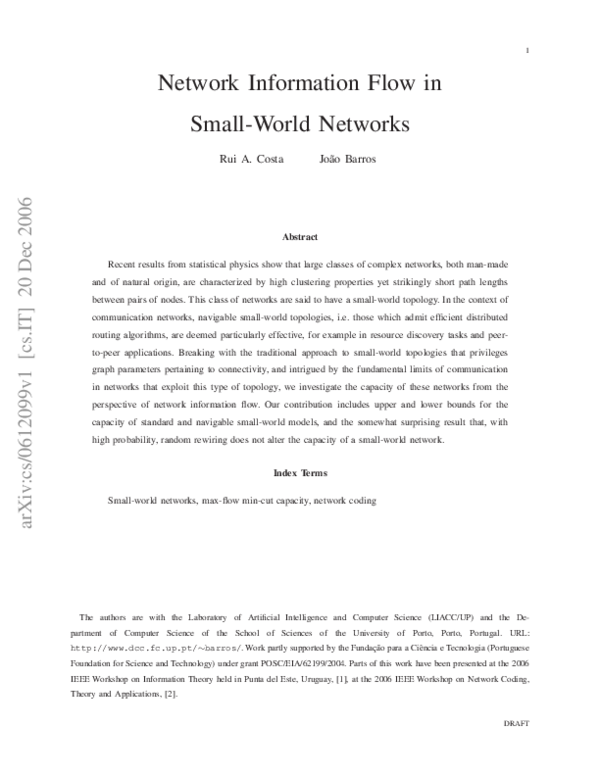 (PDF) Network Information Flow in Small World Networks