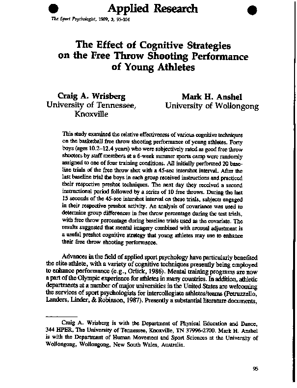 (PDF) The effect of cognitive strategies on the free throw shooting ...