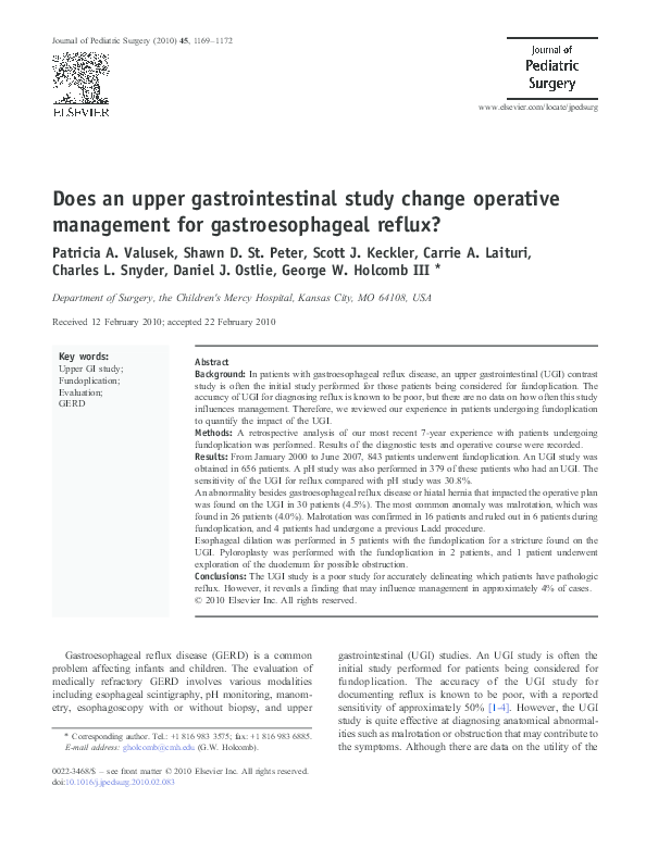 (PDF) Does an upper gastrointestinal study change operative management ...