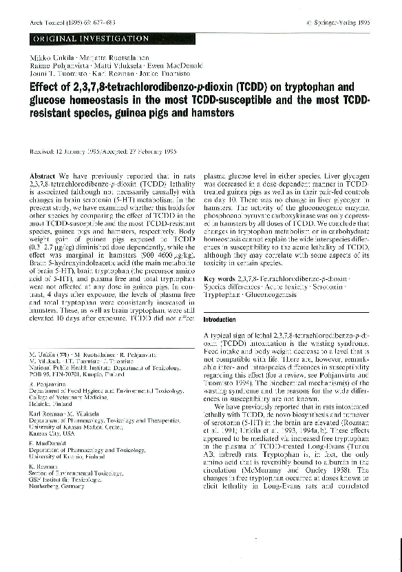 (PDF) Effect of 2,3,7,8-tetrachlorodibenzo-p-dioxin (TCDD) on chorionic ...