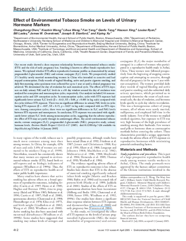 (PDF) Effect of Environmental Tobacco Smoke on Levels of Urinary ...