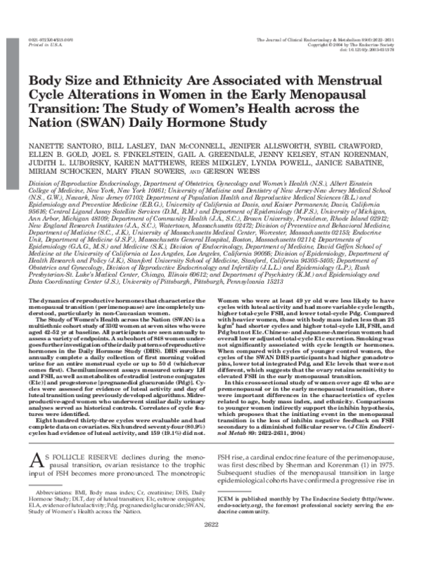 (PDF) Body Size and Ethnicity Are Associated with Menstrual Cycle ...