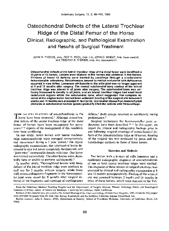 (PDF) Osteochondral Defects of the Lateral Trochlear Ridge of the ...