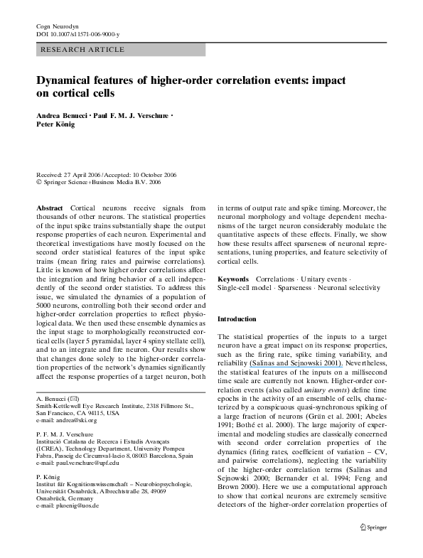 (PDF) Dynamical features of higher-order correlation events: impact on ...