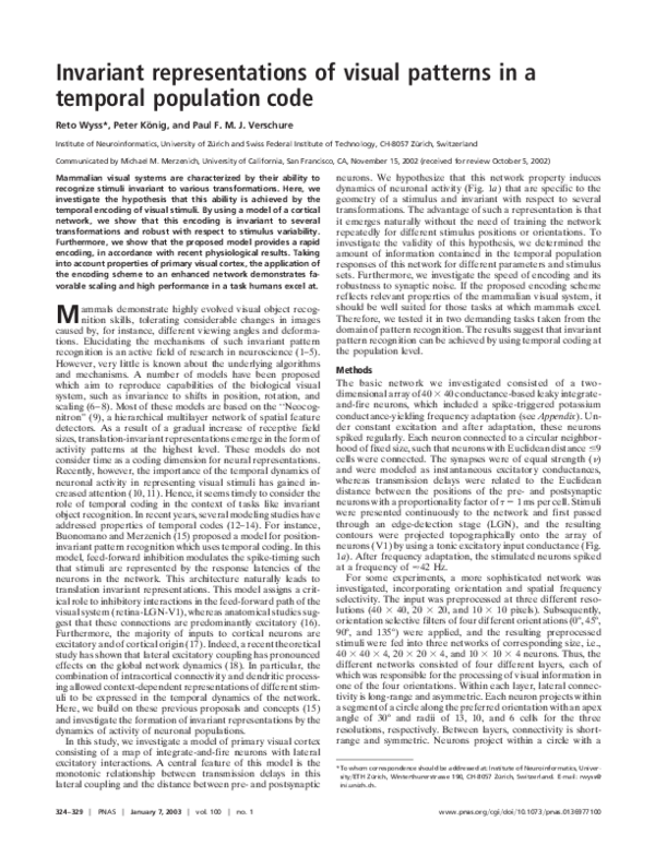 (PDF) Invariant representations of visual patterns in a temporal population code