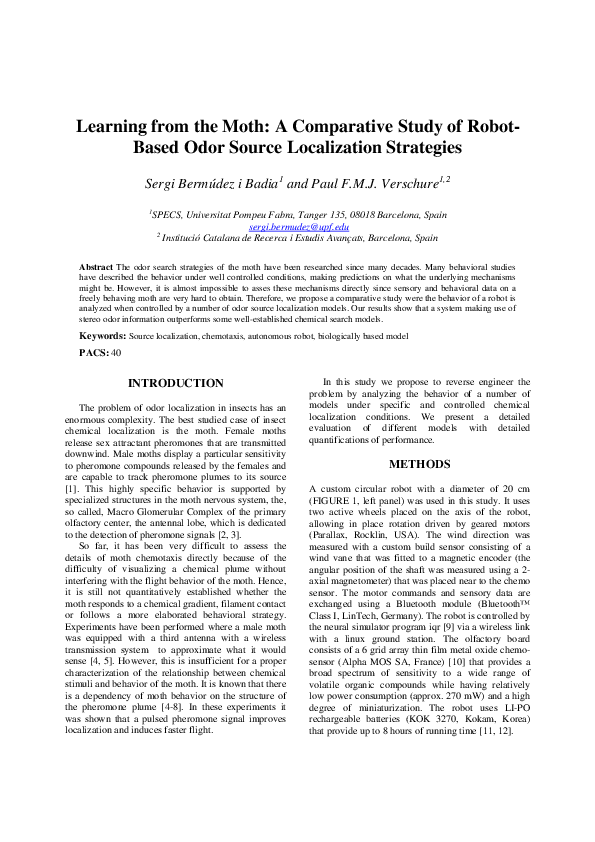 (PDF) Learning from the moth: A comparative study of robot-based odor source localization strategies
