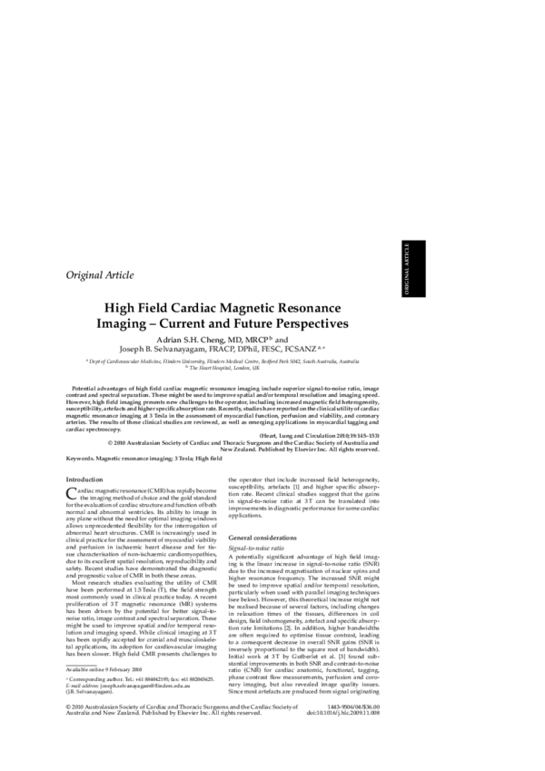 (PDF) High Field Cardiac Magnetic Resonance Imaging – Current and ...