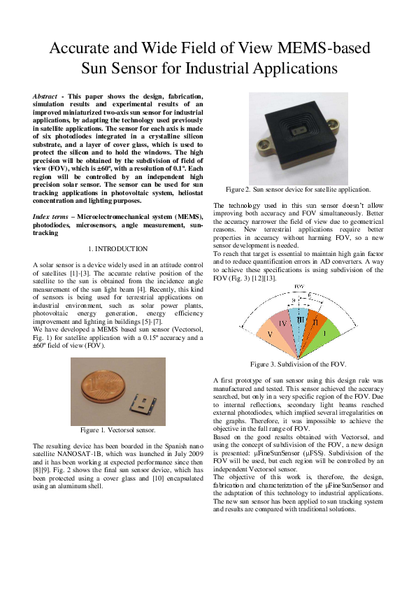 (PDF) Accurate and Wide-Field-of-View MEMS-Based Sun Sensor for ...