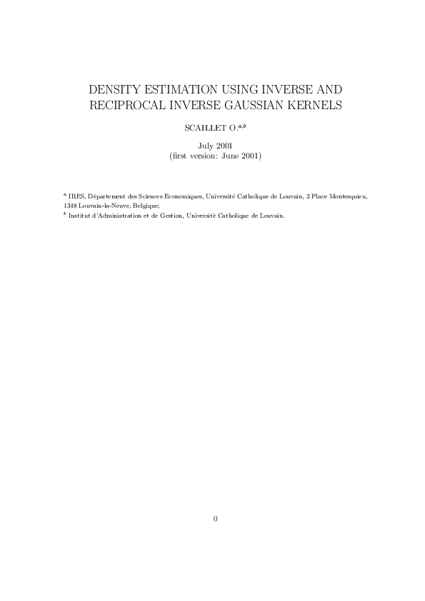 (PDF) Density estimation using inverse and reciprocal inverse Gaussian kernels