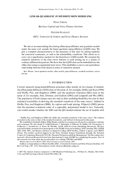 (PDF) Linear-Quadratic Jump-Diffusion Modeling