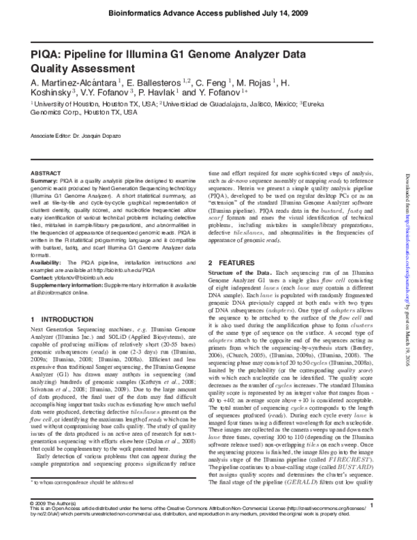 (PDF) PIQA: pipeline for Illumina G1 genome analyzer data quality ...