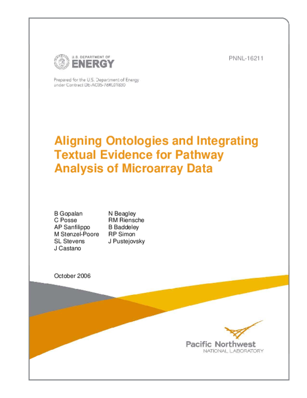 (PDF) Aligning ontologies and integrating textual evidence for pathway analysis of microarray data