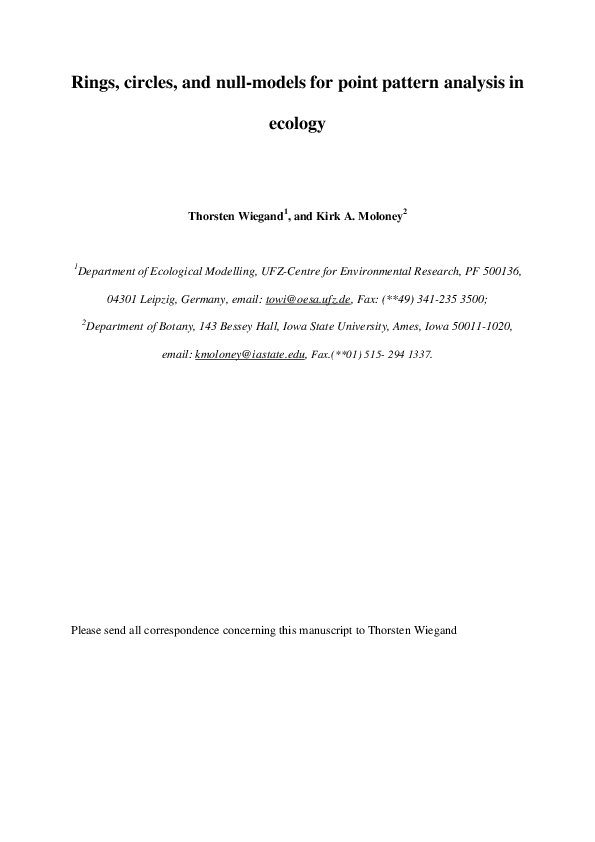 (PDF) Rings, circles, and null-models for point pattern analysis in ecology