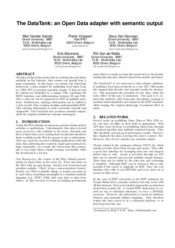 (PDF) The DataTank: an open data adapter with semantic output