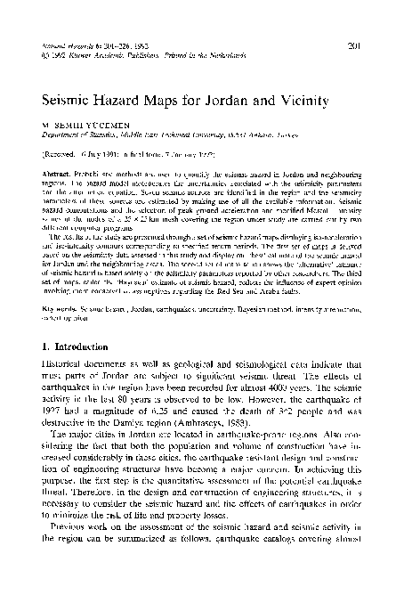 (PDF) Seismic hazard maps for Jordan and vicinity