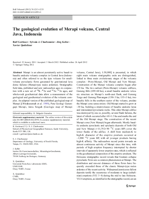 (PDF) The geological evolution of Merapi volcano, Central Java, Indonesia