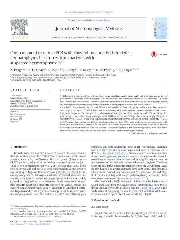 (PDF) Comparison of real-time PCR with conventional methods to detect ...