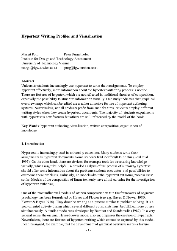 (PDF) Hypertext Writing Profiles and Visualisation