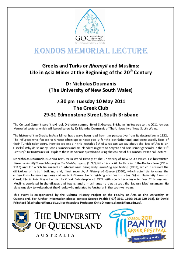 (PDF) Nicholas Doumanis (Brisbane 2011), 'Greeks and Turks or Rhomyii ...