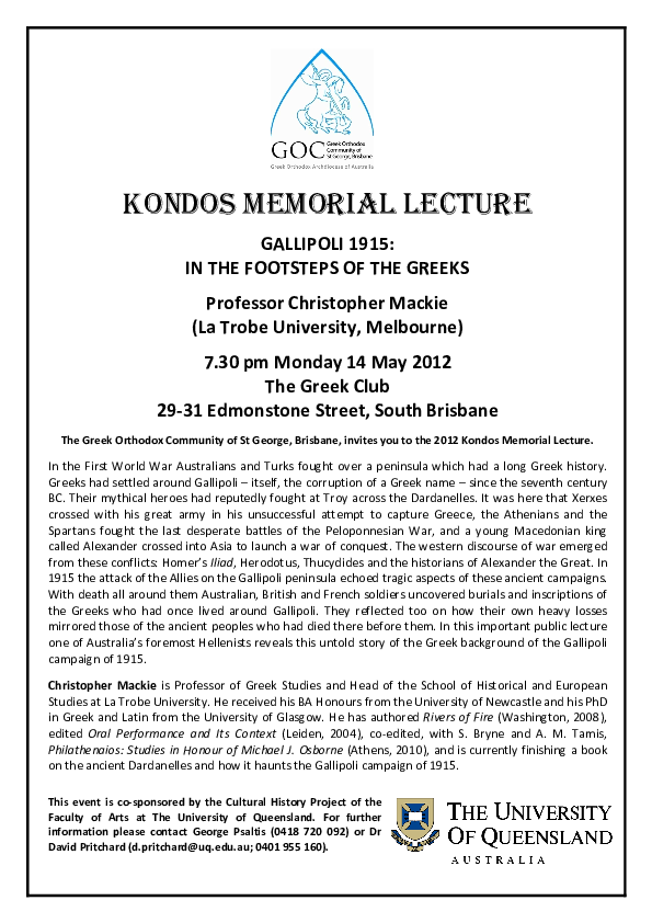 (PDF) Christopher Mackie (Brisbane 2012), 'Gallipoli 1915: In the ...