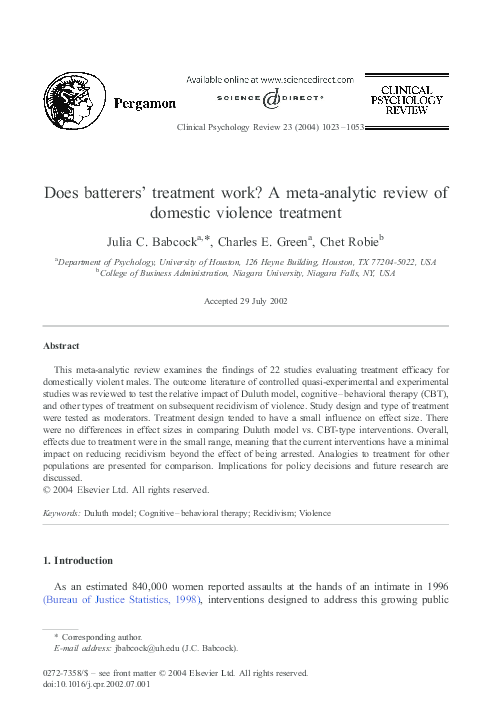 (PDF) Does batterers' treatment work? A meta-analytic review of ...