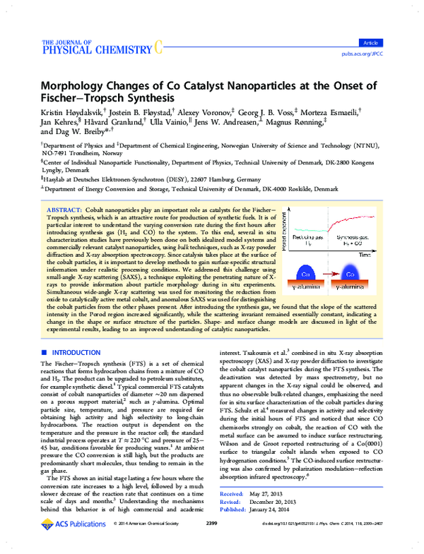 (PDF) Morphology Changes of Co Catalyst Nanoparticles at the Onset of ...