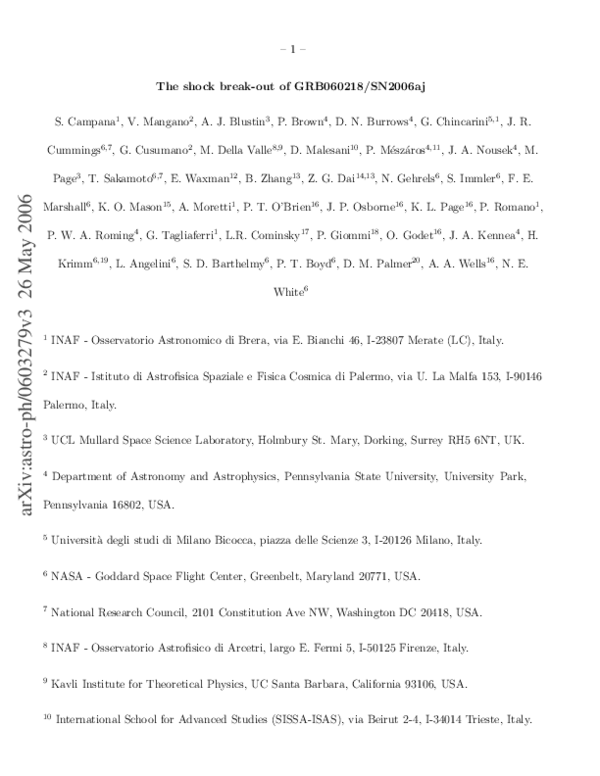 (PDF) The association of GRB 060218 with a supernova and the evolution ...