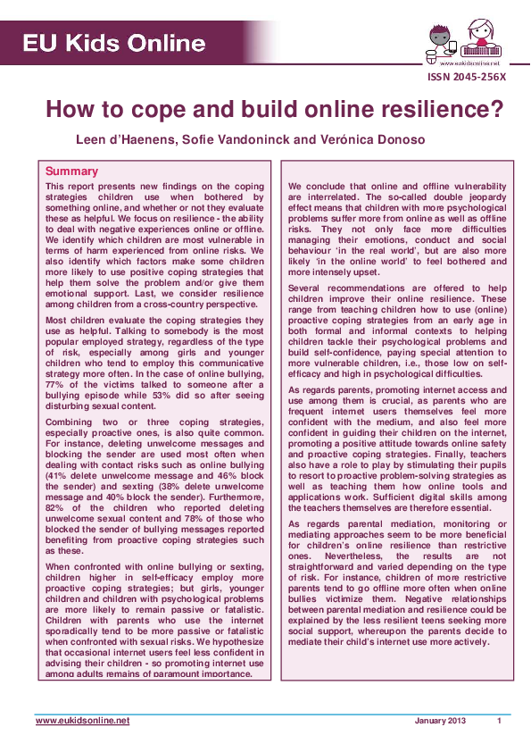 (PDF) How to cope and build online resilience?