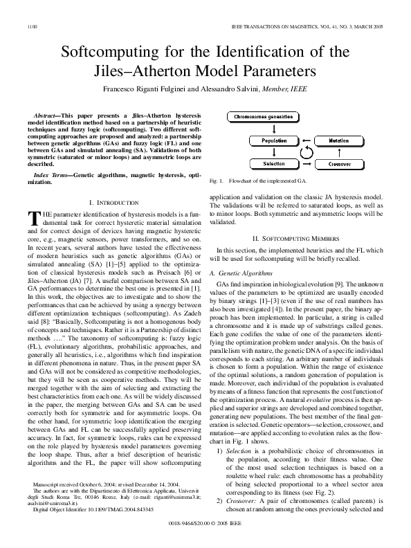 (PDF) Softcomputing for the identification of the Jiles-Atherton model parameters