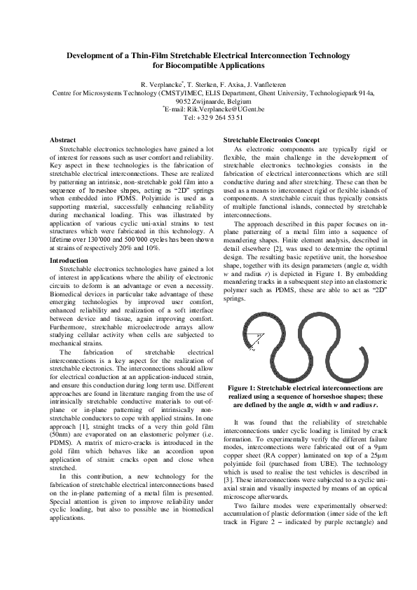 (PDF) Development of a thin-film stretchable electrical interconnection ...