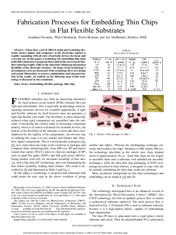 (PDF) Fabrication Processes for Embedding Thin Chips in Flat Flexible ...