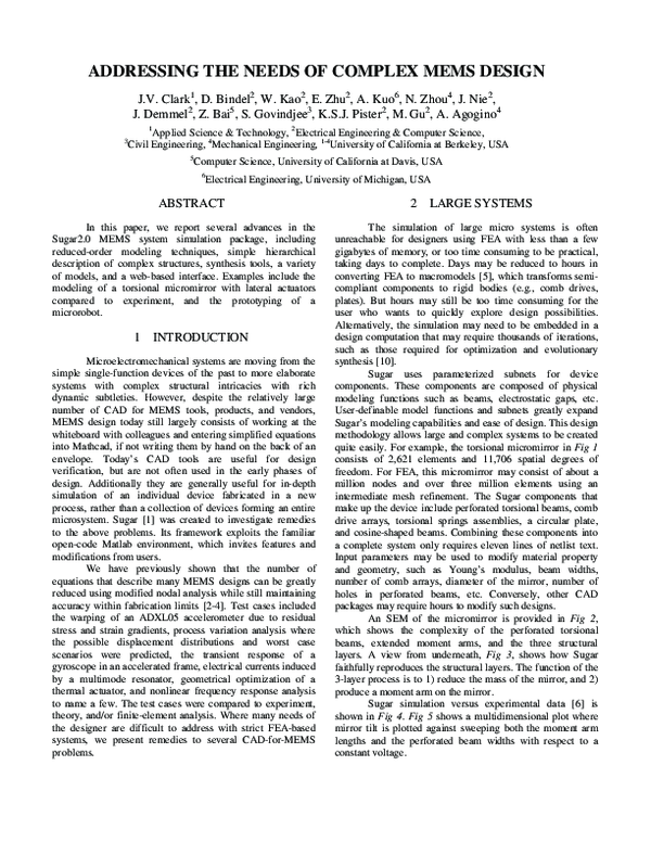 (PDF) Addressing the needs of complex MEMS design