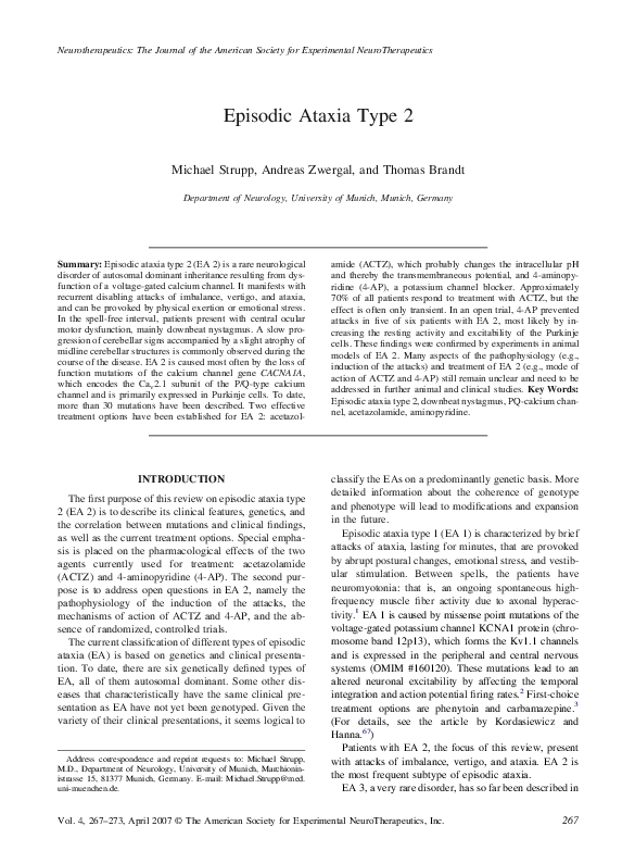 (PDF) Episodic ataxia type 2