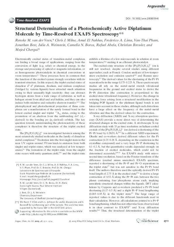 (PDF) Structural Determination of a Photochemically Active Diplatinum ...