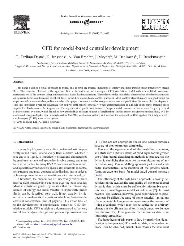 (PDF) CFD for model-based controller development