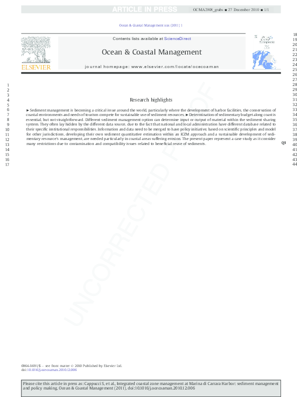 (PDF) Integrated coastal zone management at Marina di Carrara Harbor ...