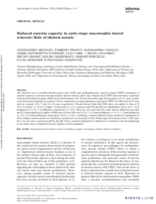 (PDF) Reduced exercise capacity in early-stage amyotrophic lateral ...
