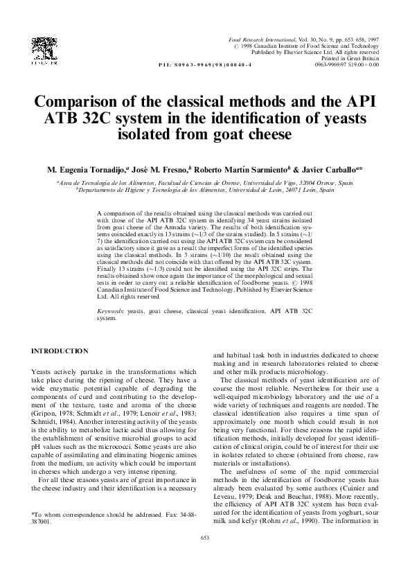 (PDF) Comparison of the classical methods and the API ATB 32C system in ...