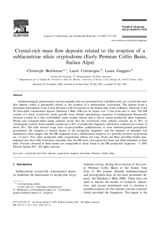 (PDF) Crystal-rich mass flow deposits related to the eruption of a ...