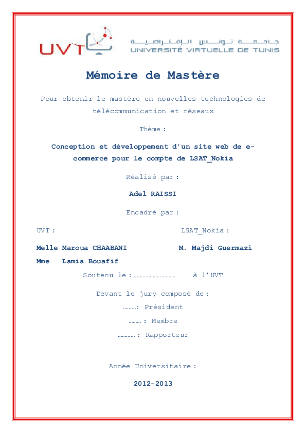 (PDF) Mémoire de Mastère